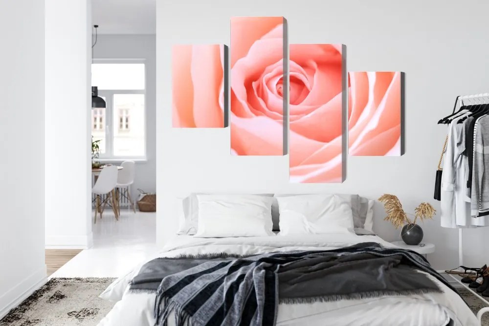 Vícedílný obraz Pastelová Růže Na 3D Makro Měřítku Nedostatek Nedostatek Přírodní plátno 160x100