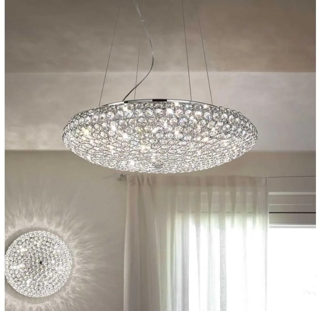 Ideal Lux - LED Křišťálový lustr na lanku KING 12xG9/3W/230V pr. 65 cm chrom