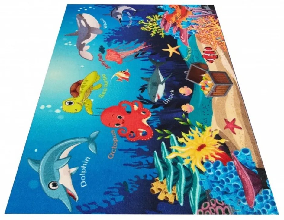 Dětský kusový koberec V moři modrý, Velikosti 133x190cm