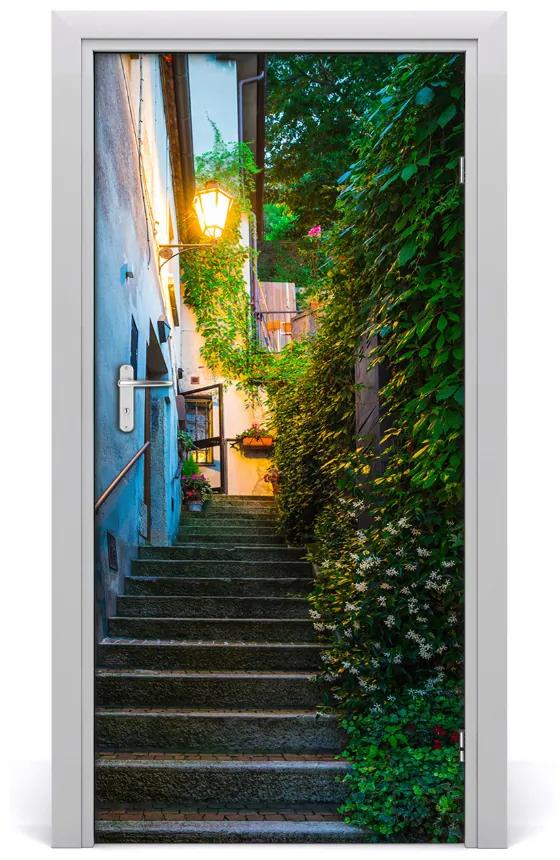 Fototapeta samolepící dveře staré město schody 85x205 cm