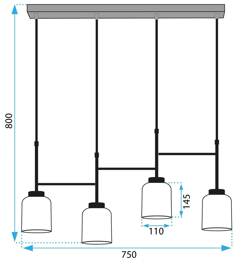 Toolight Toolight, stropní svítidlo 4xE27 APP1266-4CP, černá, OSW-02421