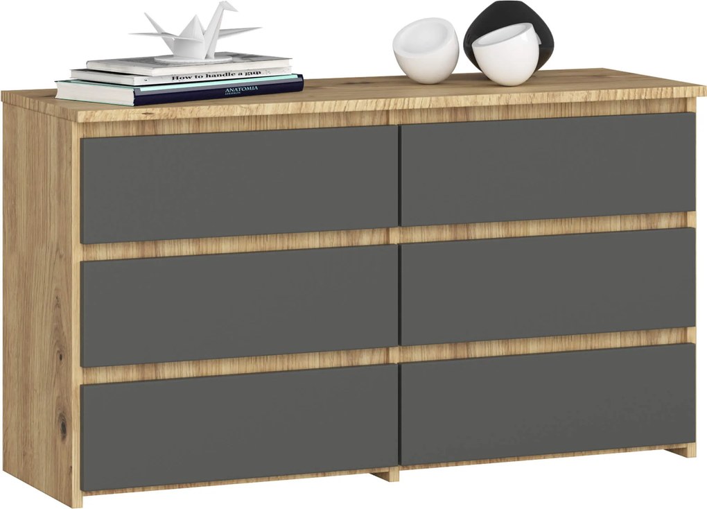 Komoda CL100 6SZ dub artisan/grafitová šedá