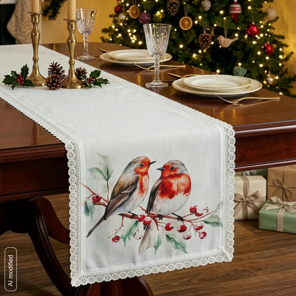 VÁNOČNÍ BĚHOUN NA STŮL XMAS10 40X140 CM VZOROVANÝ