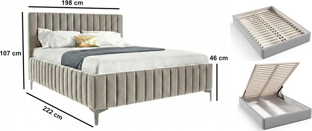 Eka Čalouněná postel INTIMA+ 180x200 cm Barva látky Trinity: Černá (Trinity 2316), Úložný prostor: S kovovým rámem úložného prostoru, Barva nožek postele: Černá