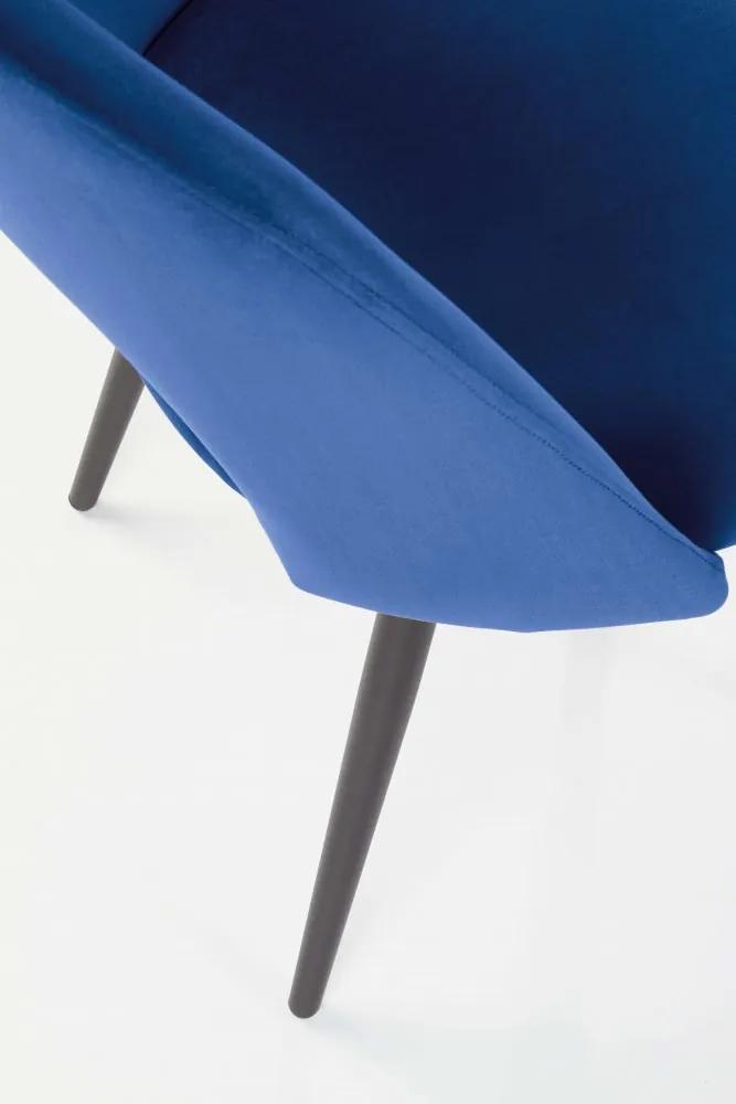 Jídelní židle K384 samet / černá Halmar Modrá