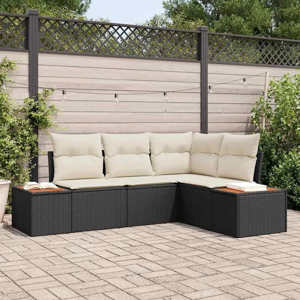Sada zahradních pohovek 4 ks 4-Počet míst Černá a krémová 3356742