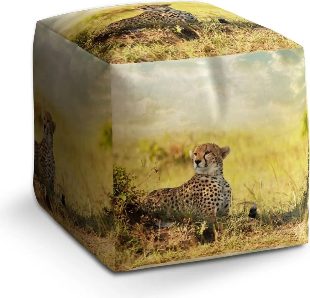 Sablio Taburet Cube Gepard - 50x50x50 cm