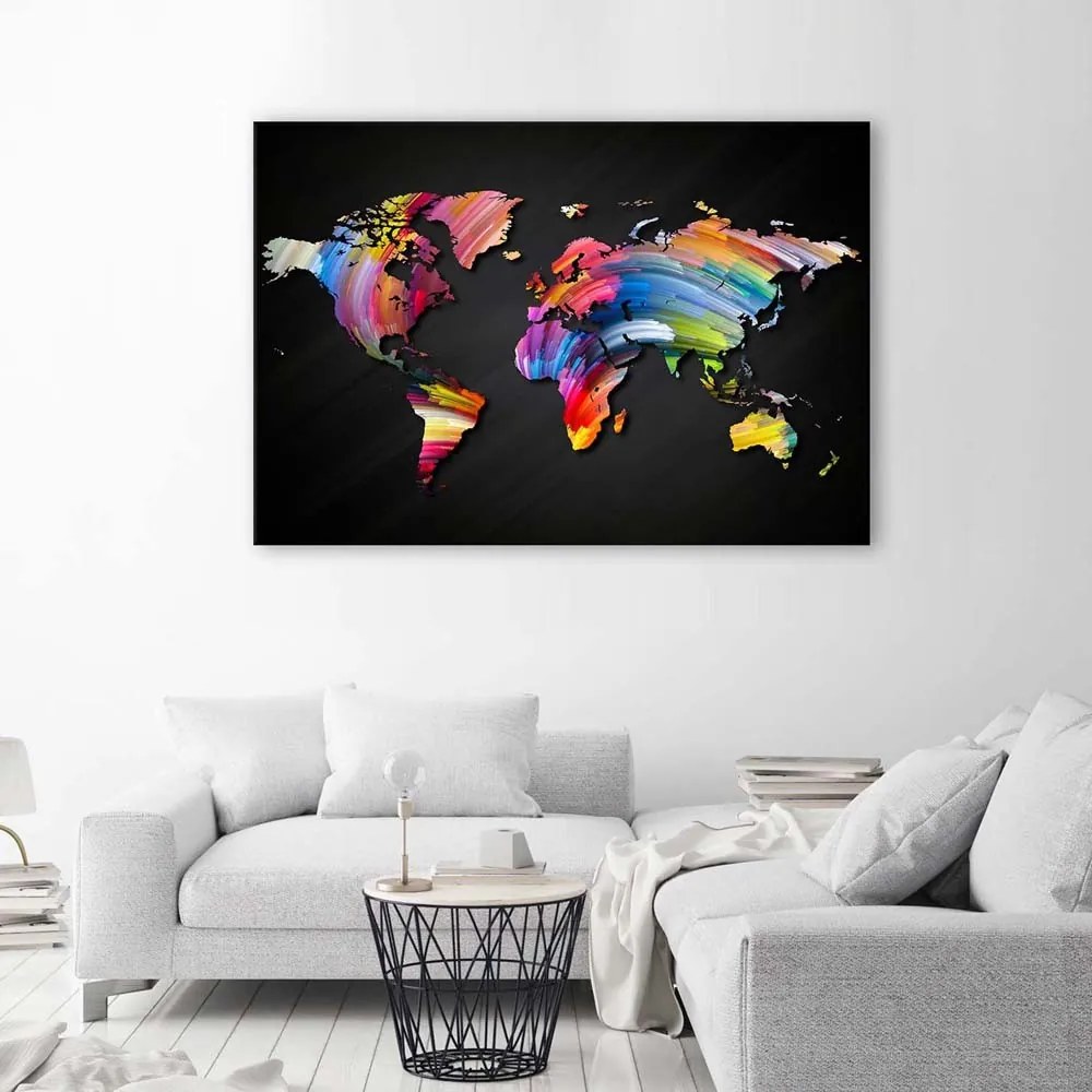Gario Obraz na plátně Mapa světa s různými barvami Rozměry: 60 x 40 cm