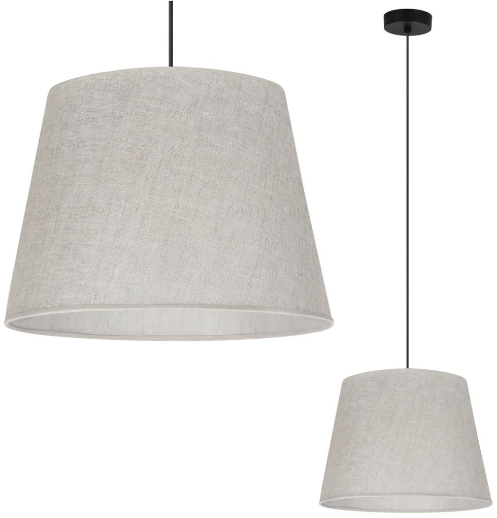 Závěsné svítidlo Len1, 1x světle béžové textilní stínítko, (fi 38 cm), b