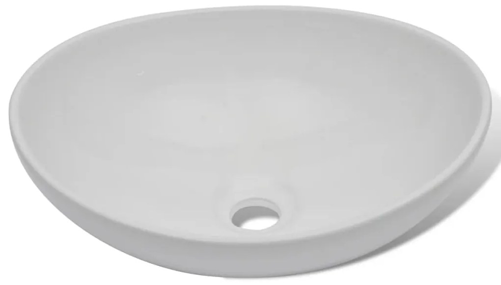 vidaXL Umyvadlo do koupelny s vodovodní baterií keramické oválné bílé