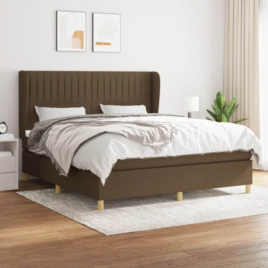 Box spring postel s matrací tmavě hnědá 160x200 cm textil 3128696