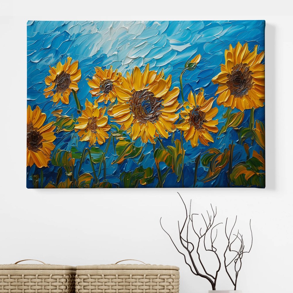Obraz na plátně - Nebeské slunečnice FeelHappy.cz Velikost obrazu: 60 x 40 cm