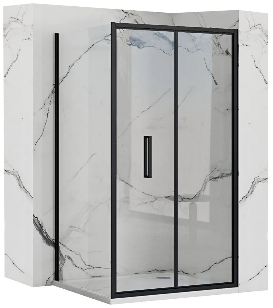 Rea Rapid Fold - sprchový kout se skládacími dveřmi 100(dveře) x 80(stěna) čiré sklo, černý profil, KPL-09904