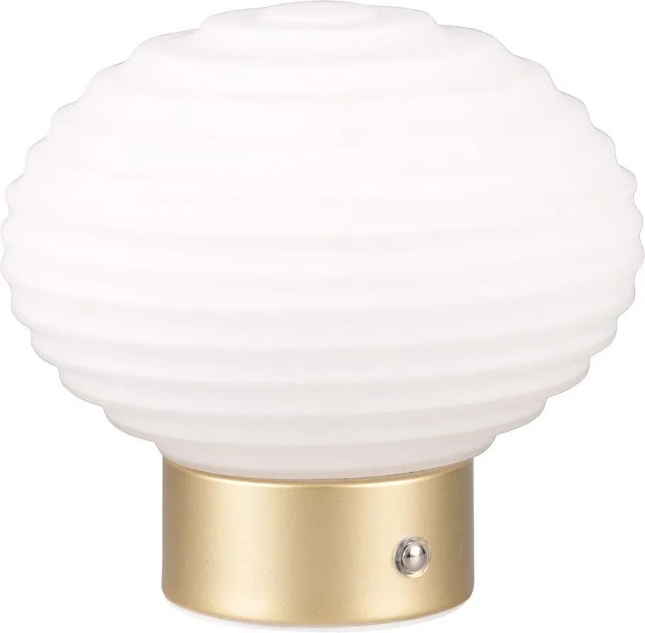 Stmívatelná LED stolní lampa v bílé a zlaté barvě se skleněným stínidlem (výška 14,5 cm) Earl – Reality