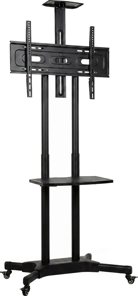 HOMCOM TV stojan na kolečkách pro TV 32-75 palců, výškově nastavitelný TV stojan s 2 policemi, kovový, max. VESA 400x600 mm