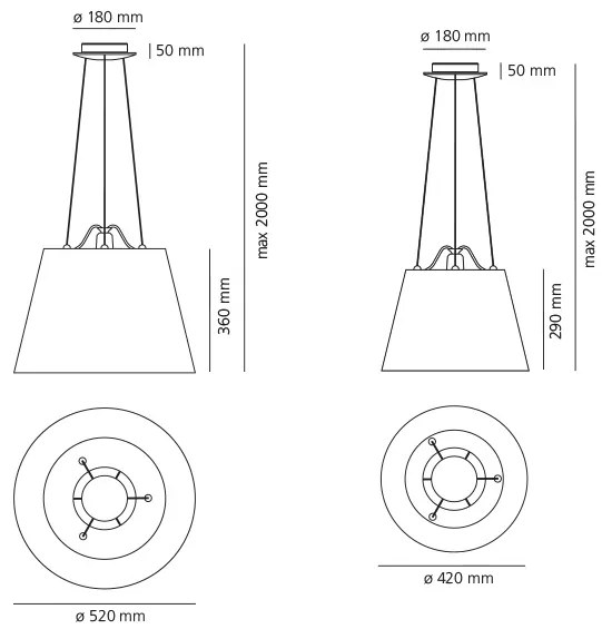 Artemide Designové závěsné svítidlo Tolomeo Mega, 1xE27, hliník Materiál stínidla: Černá textilie, Průměr stínidla: 52 cm