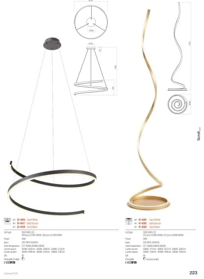 Redo 01-4281 - LED Stmívatelná stojací lampa SCROLL LED/30W/230V bílá