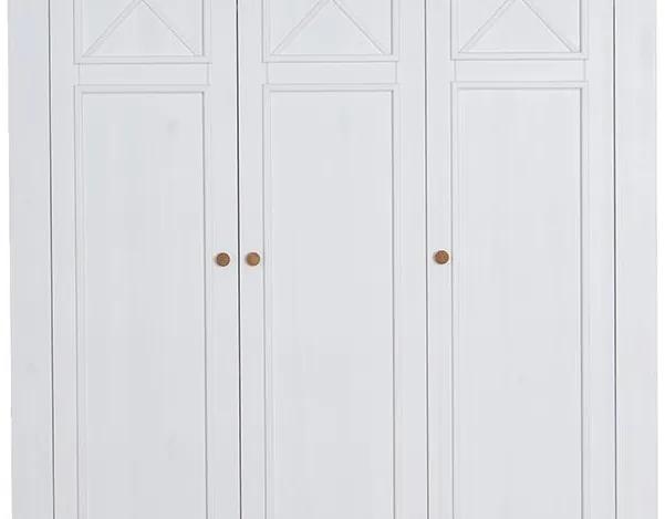 Bílý nábytek Šatní skříň Marone Klasik, dekor bílá-dřevo, masiv, borovice