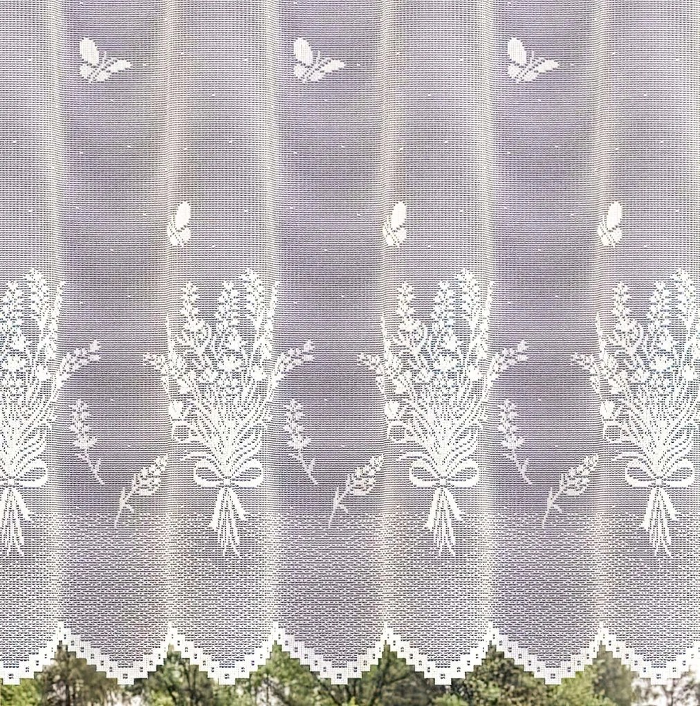 Forbyt žakárová vitrážová záclona VIOLA, levandule, bílá výška 70cm (v metráži)