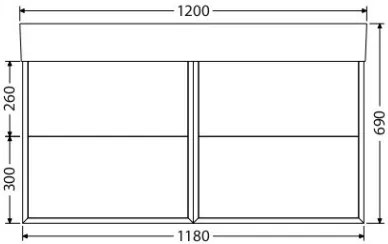 INTEDOOR Oxo Multi skříňka s umyvadlem, 4 zásuvky, OXO MULTI 120D 4Z Povrch: 0080 AP BLACK MAT