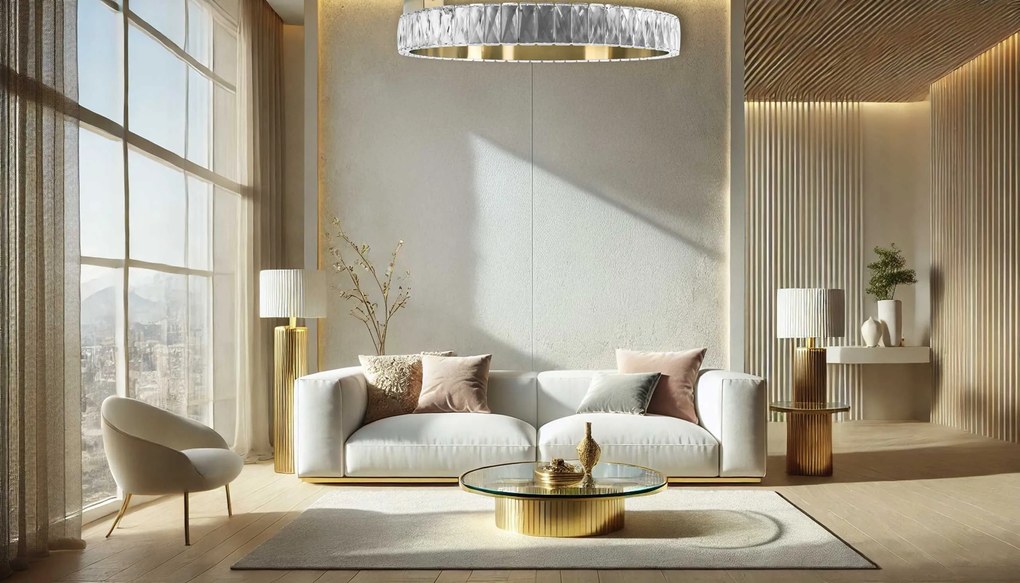Toolight Toolight, LED křišťálové závěsné svítidlo 60cm, APP1506-C, zlatá matná, OSW-06790