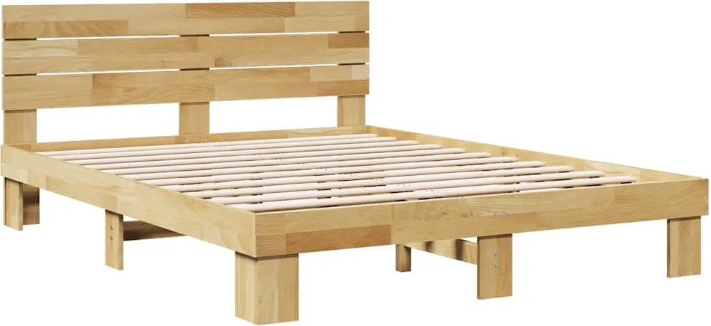 Rám postele s čelem bez matrace 135x190 cm Dubový masiv 3315728