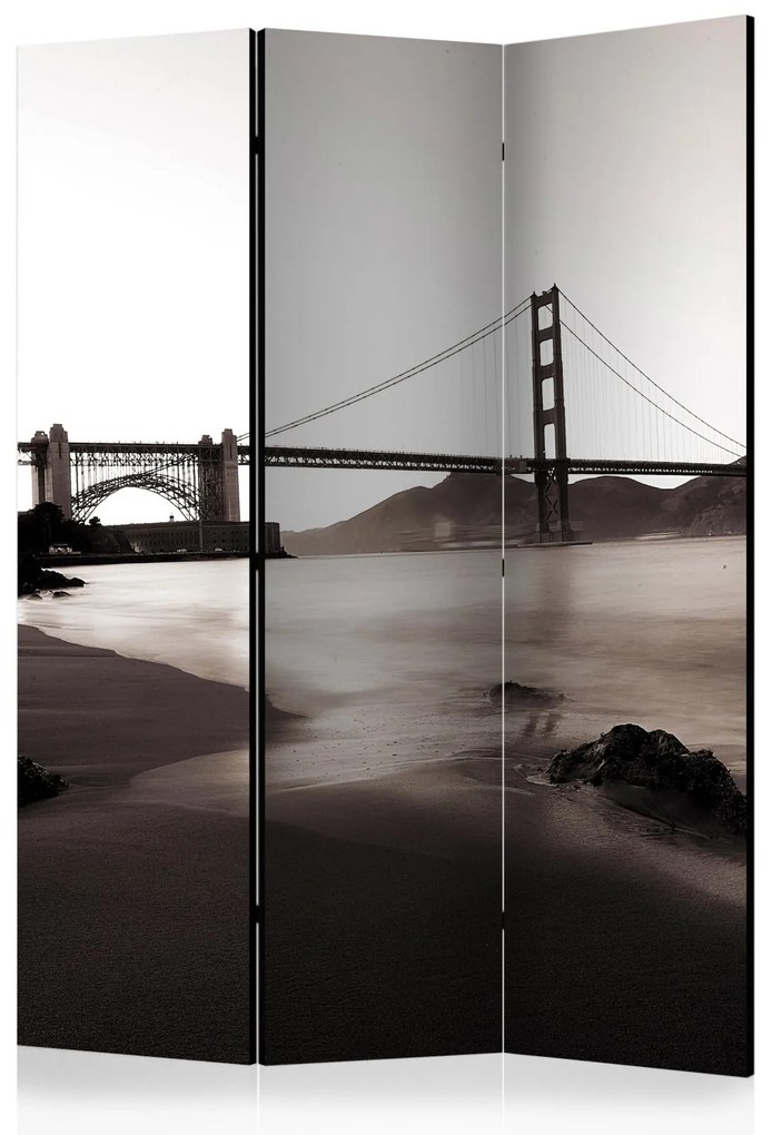 Paraván - San Francisco: Golden Gate Bridge in black and white [Room Dividers] 135x172
