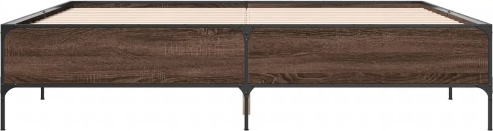 Rám postele hnědý dub 200 x 200 cm kompozitní dřevo a kov 3279781