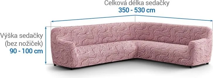 Bielastické potahy BRILLANTE bordó rohová sedačka (š. 350 - 530 cm)