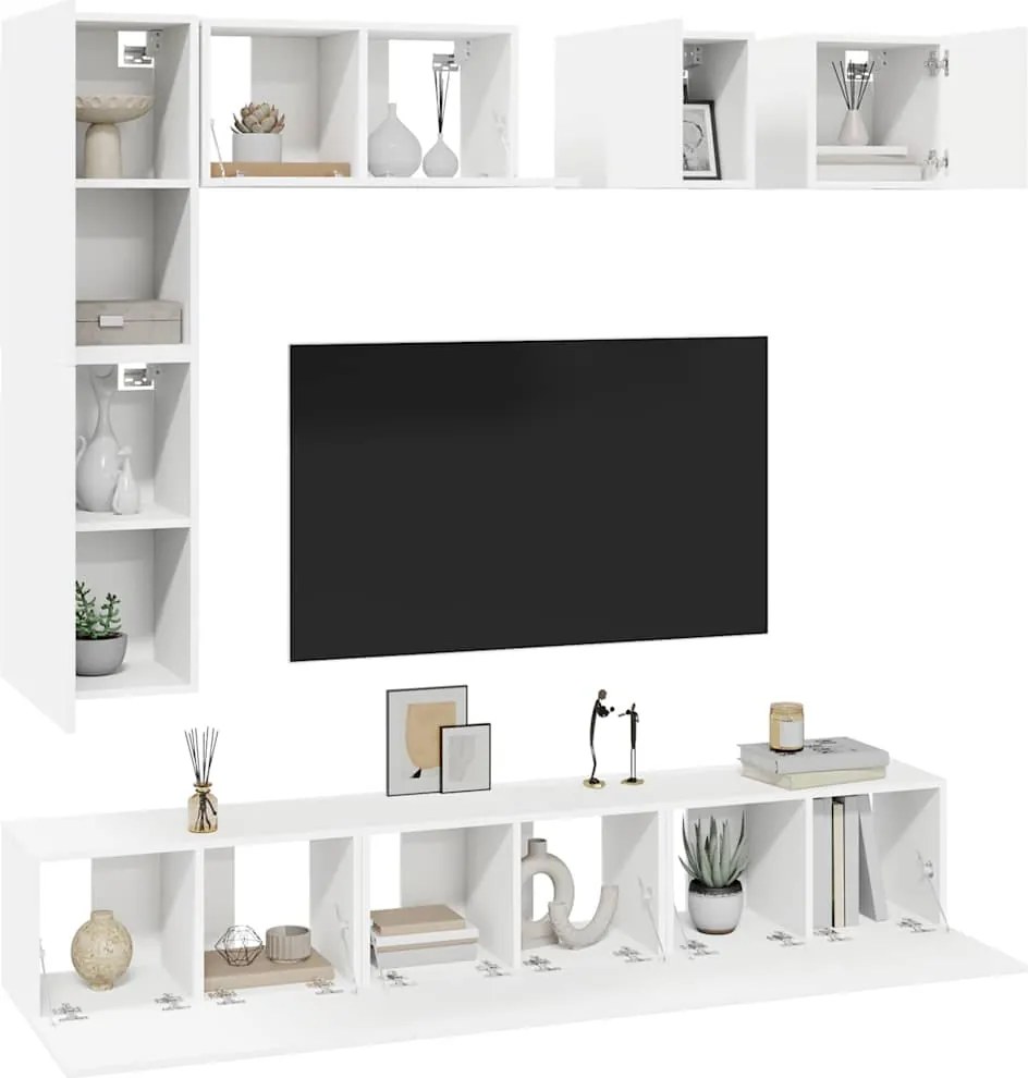 8dílný set TV skříněk bílý kompozitní dřevo 3078704