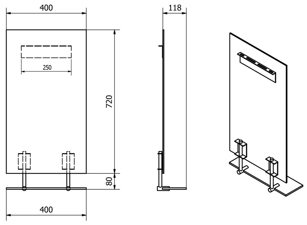 Sapho, WEGA zrcadlo 400x800mm, s policí, 60092-4