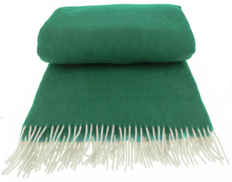 Jednobarevná vlněná deka zelená 155x205 Kacz