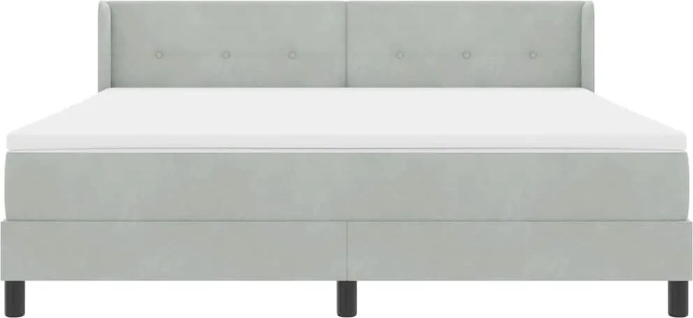Postel s boxspringem s čelo Světle šedá 200 x 180 cm samet 3341480