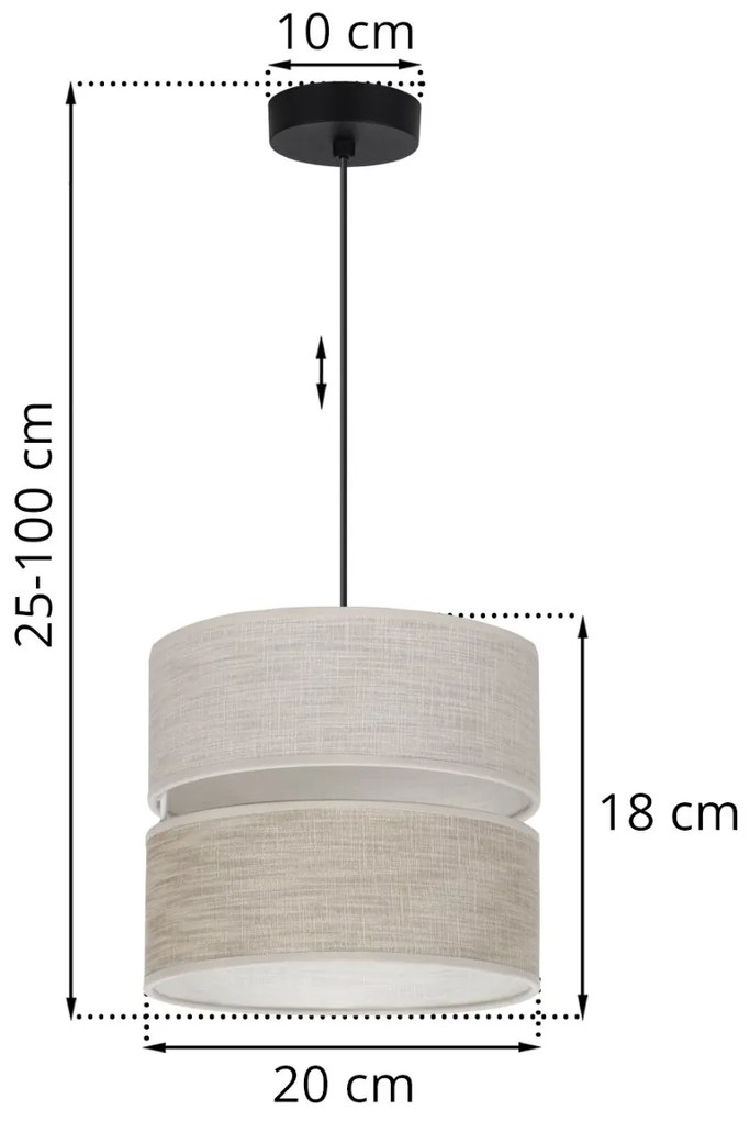 Závěsné svítidlo Jen, 1x béžové/světlobéžové textilní stínítko, (fi 20 cm), b