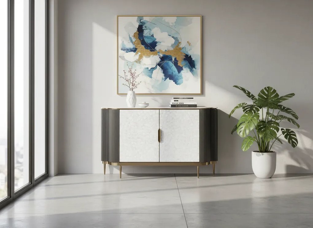 Komoda Stilig ST906 150 cm grafit/krémová/zlatá