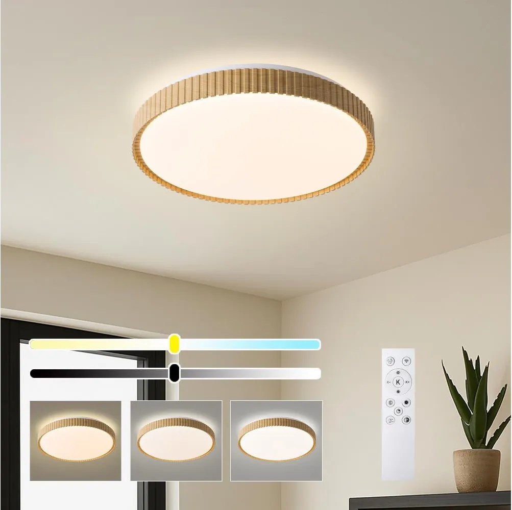 Brilagi-LED Stm. strop. sv. CORVO LED/72W/230V 3000-6000K dek. dřeva pr.50 cm+DO