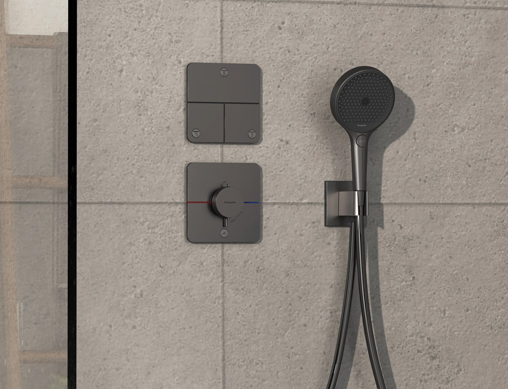 Hansgrohe ShowerSelect Comfort Q, termostat pod omítku pro 1 spotřebič a další výtok, kartáčovaný černý chrom, HAN-15589340