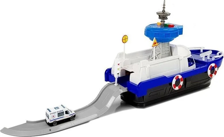 LEAN Toys Přepravní policejní loď s autíčky, se zvukem a světly