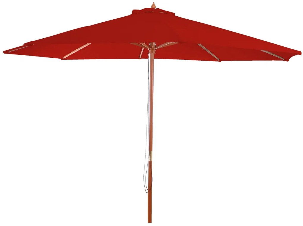 Slunečník Florida Ø 3 m - polyester/dřevo - červená