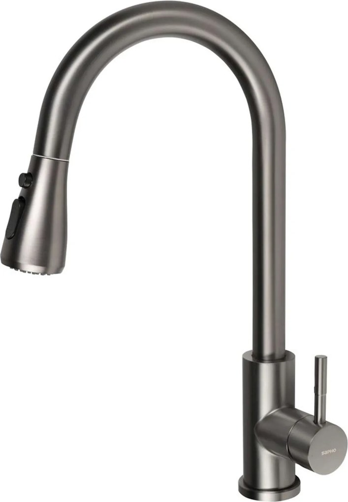 Sapho - Dřezová baterie Mikela, s výsuvnou sprškou, gun metal 1106-30GM