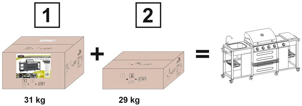 Cattara 85101 CATTARA Zahradní kuchyně s plynovým grilem VICENZA 2m x 0,6m