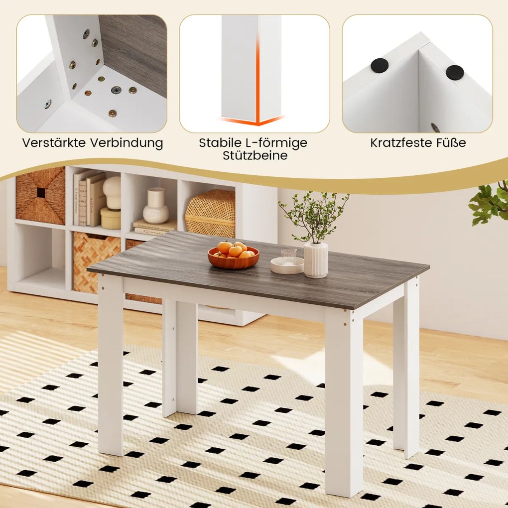 Costway 120 cm jídelní stůl pro 4-6 osob dřevěný velký, bílý