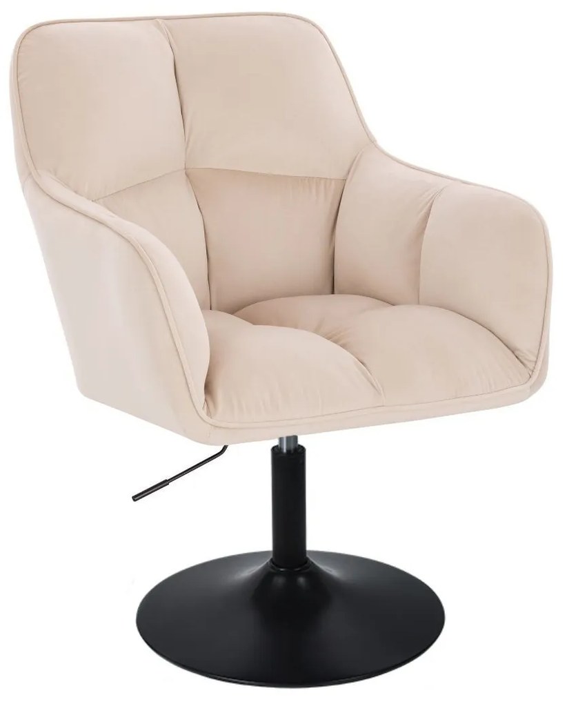 LuxuryForm DESIGN Otočné křeslo AMALFI VELUR na černém talíři - krémové