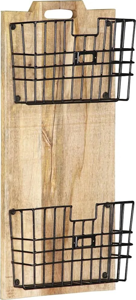 Nástěnný stojan na časopisy 33x10x67 cm masivní hrubý mangovník 285878
