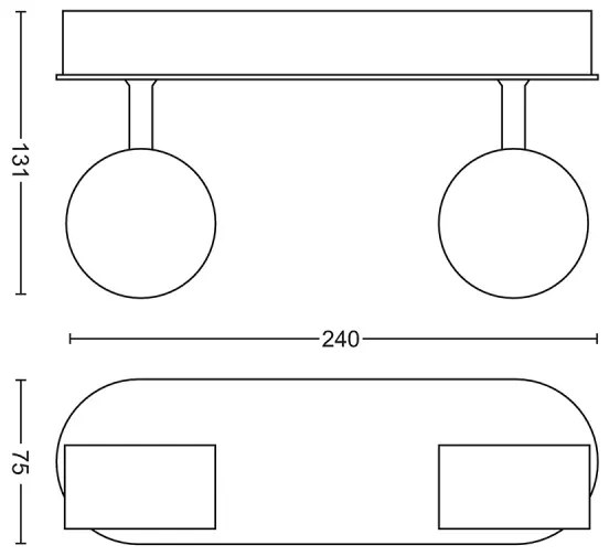 Philips 50562/11/P0-LED Stmívatelné svítidlo MYLIVING WORCHESTER 2xLED/4,5W/230V