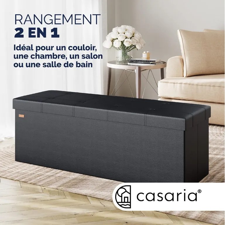 Lavice s úložným prostorem černý 115x38x38cm s úložný prostor skládací