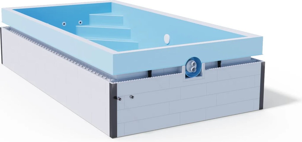 Přelivový bazén QBIG BENEFIT 4 x 8 x 1,5 m - Světle modrý