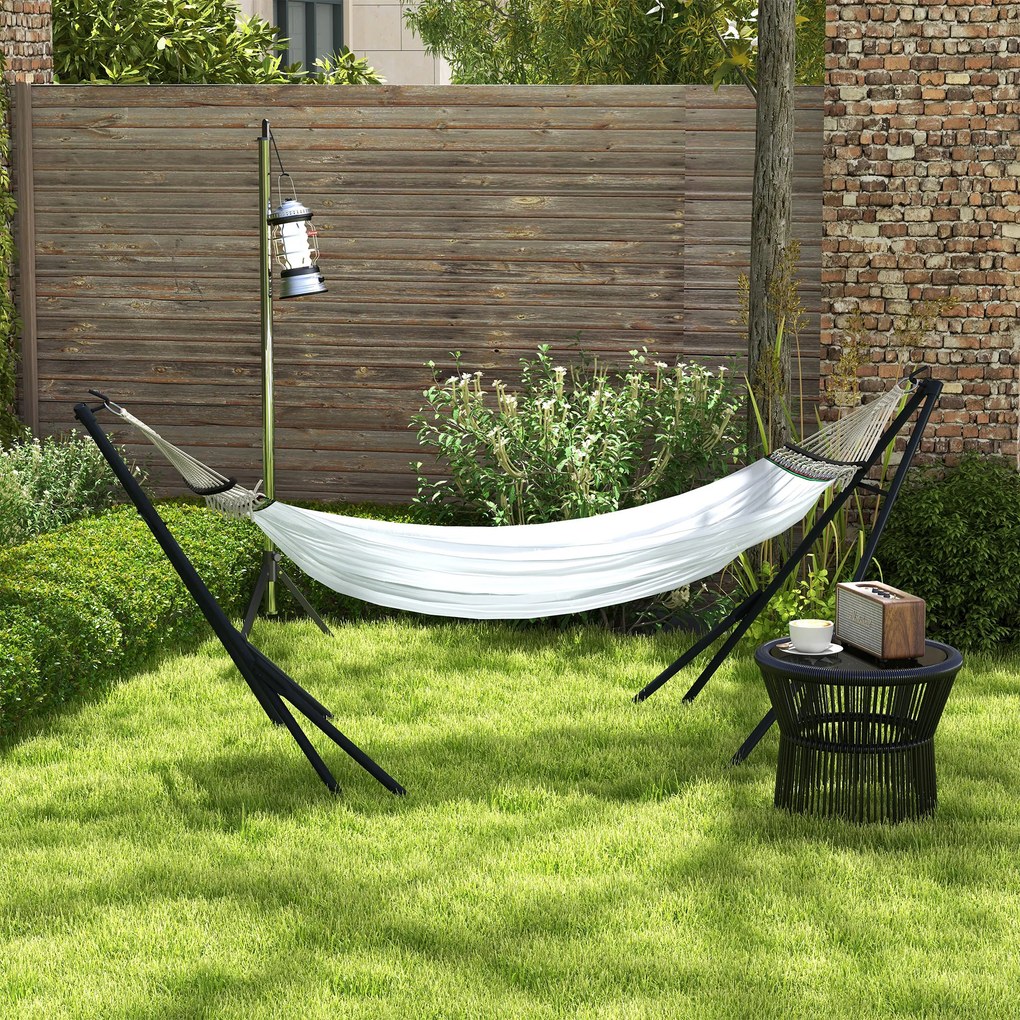 Houpací stojan Outsunny, stojan na závěsné křeslo, stojan s houpací sítí, s nosností do 120 kg, ocel, 263 x 89 x 100 cm, černý