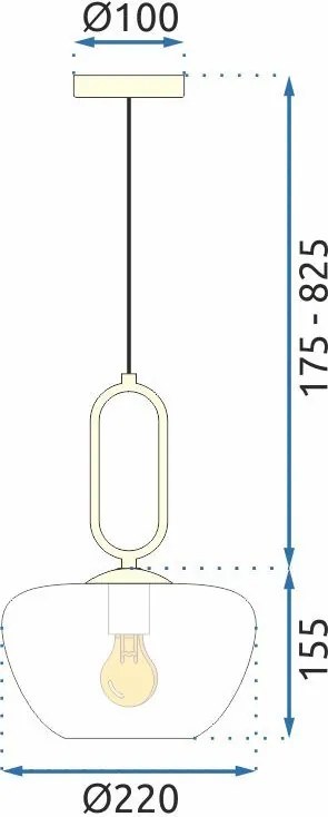 Toolight, závěsné svítidlo 1xE27 APP1074-1CP, zlatá-bílá, OSW-00679