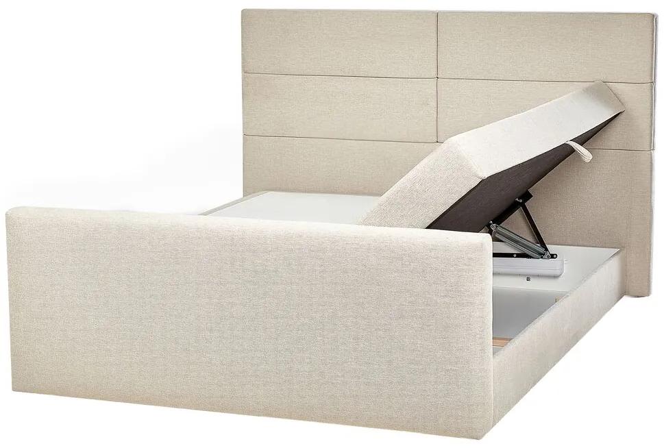 Kontinentální postel s úložným prostorem 160 x 200 cm béžová ARISTOCRAT Beliani